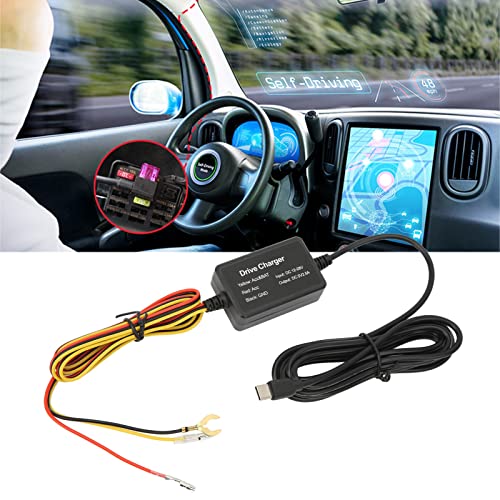 Dash Cam Hardwire Kit with Overheating Protection Converts 12-28V to 5V USB for Mirror Cam GPS Navigation and Radar Detection (Type C)