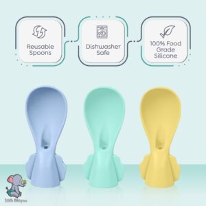 LittleWhispers Baby Food Pouch Silicone Spoons with Travel Cases - 3 Squeeze Pouch Attachment Toppers