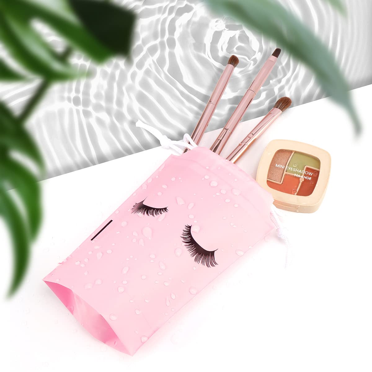 50 Pieces Lash Bags Eyelash Aftercare Bags Eyelash Makeup Bags for Clients for Small Business, Cosmetic Shampoo Sample Bags, Eyelash Makeup Bag with Drawstring for Girls Women (Pink,4 x 6 Inches)