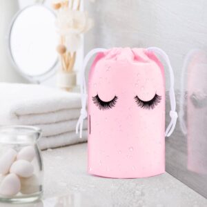 50 Pieces Lash Bags Eyelash Aftercare Bags Eyelash Makeup Bags for Clients for Small Business, Cosmetic Shampoo Sample Bags, Eyelash Makeup Bag with Drawstring for Girls Women (Pink,4 x 6 Inches)