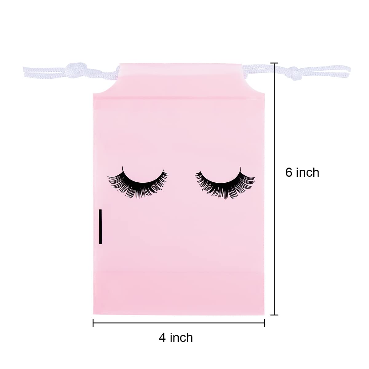 50 Pieces Lash Bags Eyelash Aftercare Bags Eyelash Makeup Bags for Clients for Small Business, Cosmetic Shampoo Sample Bags, Eyelash Makeup Bag with Drawstring for Girls Women (Pink,4 x 6 Inches)