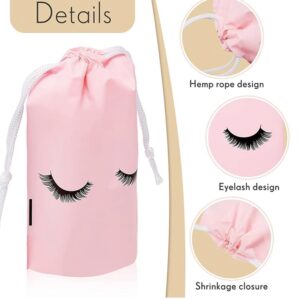 50 Pieces Lash Bags Eyelash Aftercare Bags Eyelash Makeup Bags for Clients for Small Business, Cosmetic Shampoo Sample Bags, Eyelash Makeup Bag with Drawstring for Girls Women (Pink,4 x 6 Inches)