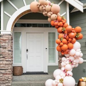 Fealixgener 152pcs Fall Balloon Arch Kit, Double Stuffed Terracotta Balloons, Thanksgiving Autumn Birthday Party Decorations