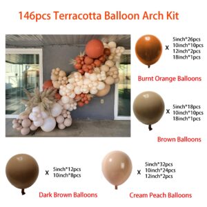 Fealixgener 152pcs Fall Balloon Arch Kit, Double Stuffed Terracotta Balloons, Thanksgiving Autumn Birthday Party Decorations