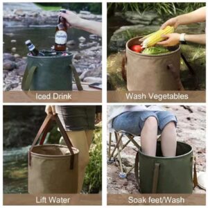 Collapsible Bucket, Camping Water Storage Container, Large Capacity (Green)