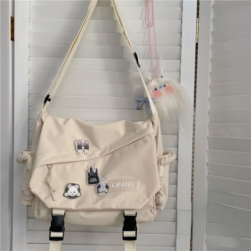 Loizziuy Y2k Crossbody Bag Backpack Kawaii Large Capacity Aesthetic Backpack Cute Casual Travel Mochilas Daypacks (1015 white)