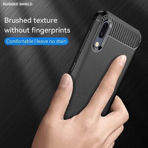 KOARWVC Phone Case for Galaxy A10 Case, Samsung M10 SM-A105F, Carbon Fiber Shockproof Rugged Shield Soft TPU Back Cover Cases for Samsung Galaxy A10 (Black)