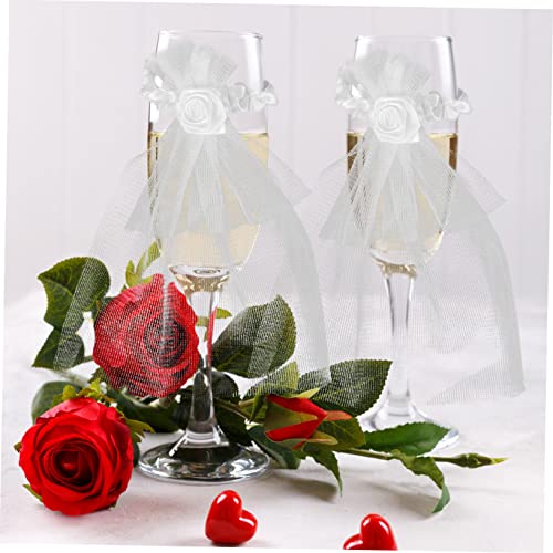 LIGHTAOTAO 1 Set cup set wedding bottle cover wedding wine bottle decoration wedding day decorations glass wine glasses wedding wine glass covers bride fabric Wedding dress glasses set