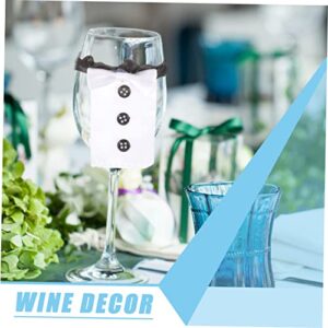 LIGHTAOTAO 1 Set cup set wedding bottle cover wedding wine bottle decoration wedding day decorations glass wine glasses wedding wine glass covers bride fabric Wedding dress glasses set