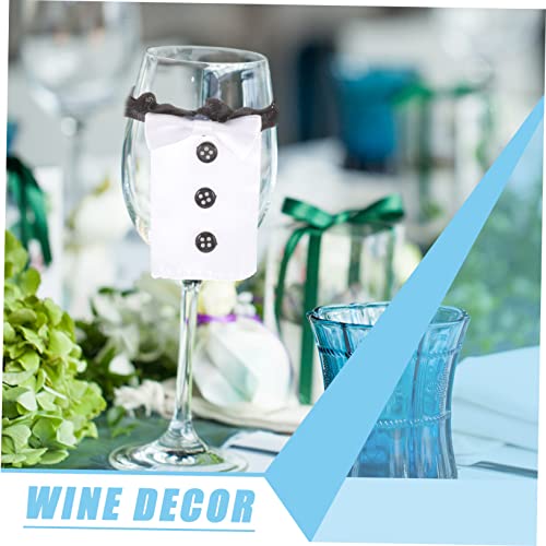 LIGHTAOTAO 1 Set cup set wedding bottle cover wedding wine bottle decoration wedding day decorations glass wine glasses wedding wine glass covers bride fabric Wedding dress glasses set