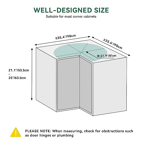 YITAHOME 32-Inch (Extra Large) Kidney Shaped 2-Shelf Lazy Susan Corner Kitchen Cabinet Storage Organizer with Telescoping Mount, White