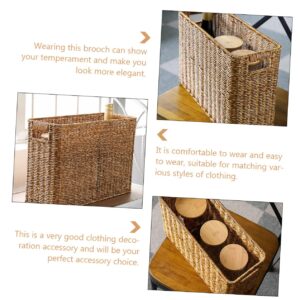 CAXUSD Magazine Newspaper Basket Toy Containers Farmhouse Basket Toilet Paper Baskets Rattan Magazine Holder Shelf Bracket Rustic Book Shelf Baskets Woven Make up Storage Cabinet Plastic