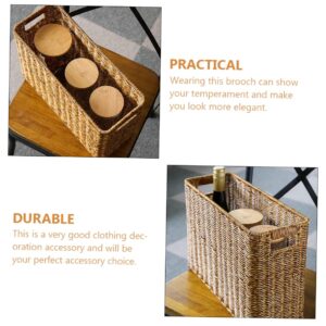 CAXUSD Magazine Newspaper Basket Toy Containers Farmhouse Basket Toilet Paper Baskets Rattan Magazine Holder Shelf Bracket Rustic Book Shelf Baskets Woven Make up Storage Cabinet Plastic