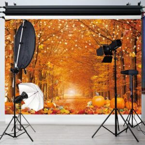 Fluzimir 10x8FT Large Fall Photo Backdrop Maple Leaf Pumpkin for Photography Background Autumn Outdoor Party Decorations