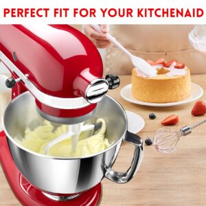 GGC Stainless Steel 5QT Mixing Bowl with Handle, Compatible with Kitchenaid 4.5-5 Quart Tilt-Head Stand Mixers, Multipurpose Kitchen Companion