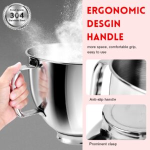 GGC Stainless Steel 5QT Mixing Bowl with Handle, Compatible with Kitchenaid 4.5-5 Quart Tilt-Head Stand Mixers, Multipurpose Kitchen Companion