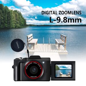 2.4 Inch TFT-LCD Screen HD Digital Camera Selfie SLR Camera 1920X1080 FHD Video Camera, HD Flip Screen Selfie SLR Camera with 16 Times Digital Zoom, Electronic 𝐀𝐧𝐭𝐢-𝐒𝐡𝐚𝐤𝐞