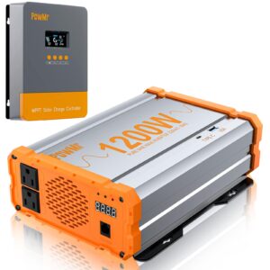 1200w pure sine wave inverter 12v dc to 120v ac converter & 60 amp mppt solar charge controller 12v/24v/36v/24v auto solar panel regulator fit for lead-acid and lithium battery