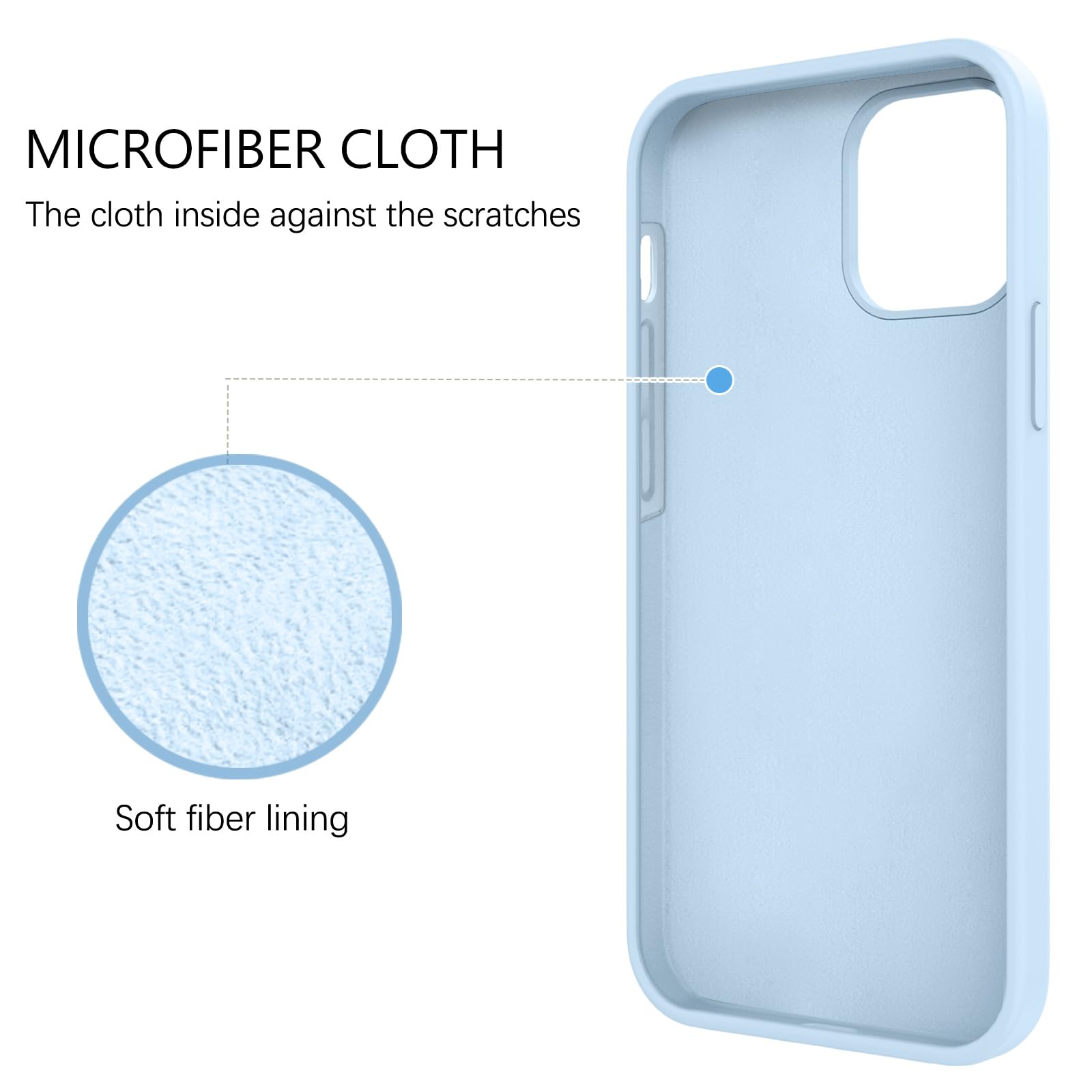 GUAGUA Compatible with iPhone 13 Case 6.1 Inch Liquid Silicone Soft Gel Rubber Slim Thin Microfiber Lining Cushion Texture Cover Shockproof Protective Phone Case for iPhone 13, Light Blue