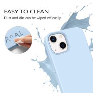 GUAGUA Compatible with iPhone 13 Case 6.1 Inch Liquid Silicone Soft Gel Rubber Slim Thin Microfiber Lining Cushion Texture Cover Shockproof Protective Phone Case for iPhone 13, Light Blue