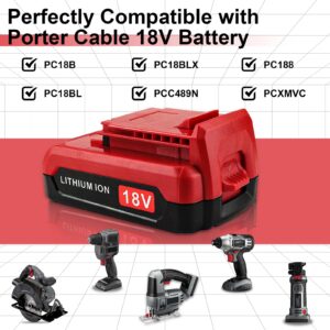 3.0Ah 18 Volt Replacement for Porter Cable 18V Battery Lithium PC18BLX PC18BLEX PC18BL PC18B PC18B-2 PCC489N PCXMVC Compatible with Porter Cable 18 Volt Cordless Power Tools Batteries