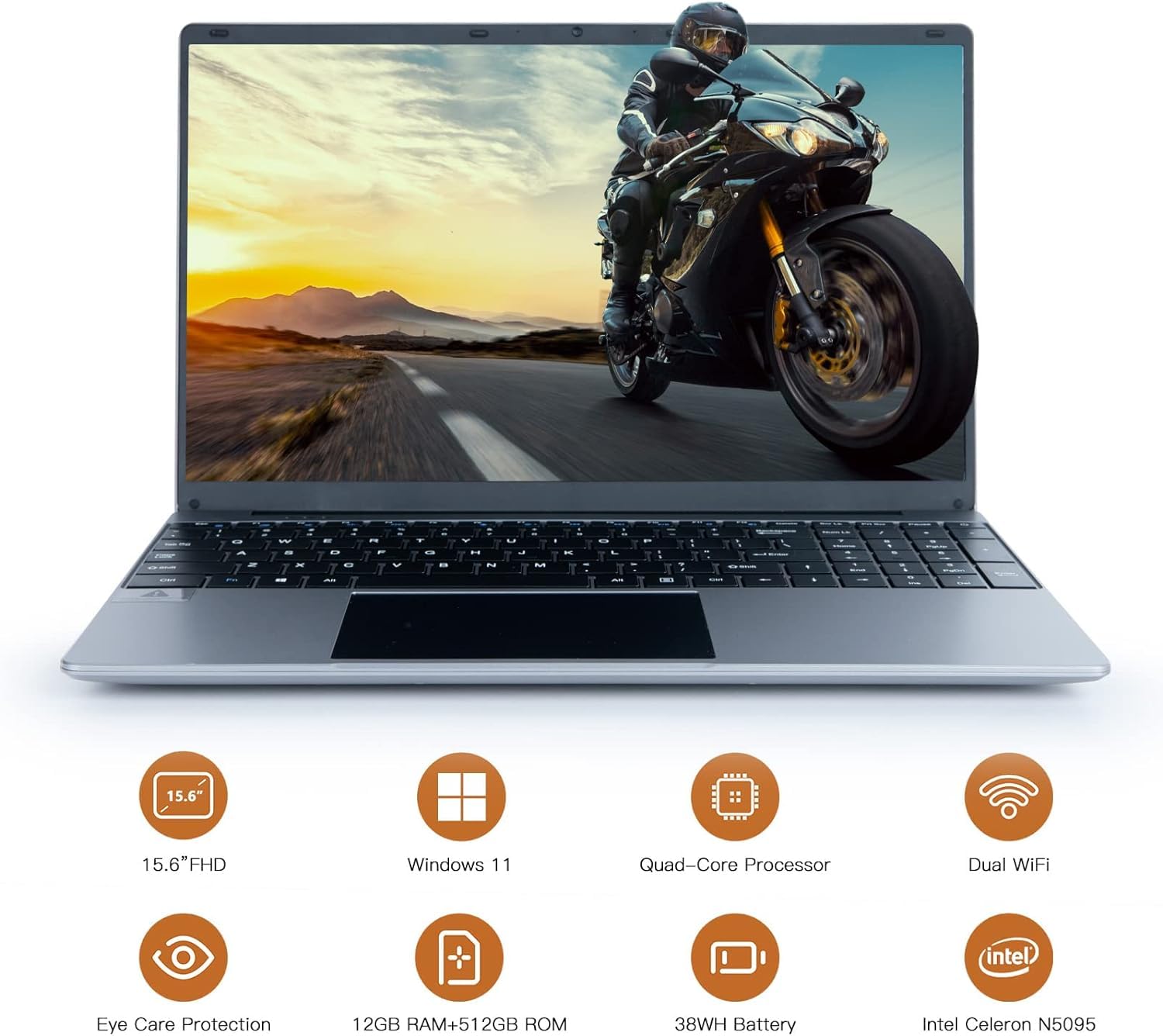 ANMESC Laptop Computer 15.6" with 1080P FHD Display, Quad-Core Intel Celeron N5095 Processors, 12GB DDR4 512GB SSD,Windows 11 Laptop Computers