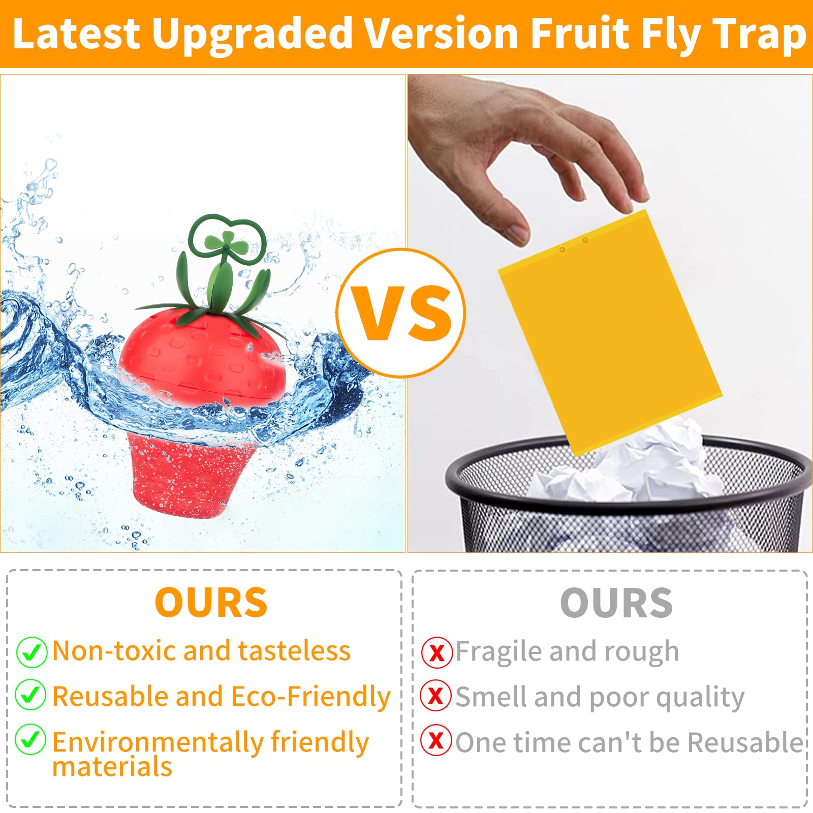 Fruit Fly Traps for Indoors,Effective Fly Catcher Gnat Traps for House with Yellow Sticky Traps,Fruit Fly Trap with Sticker with Bait Safe Non-Toxic Reusable Fly Trap for Home, Plant, Kitchen(2pack)