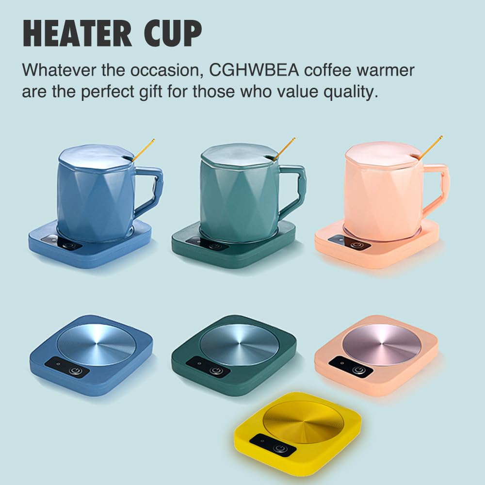 Coffee Mug Warmer for Coffee and Tea, Portable Cup Warmer for Travel, Office Desks, and Home Coffee Warmer for Cocoa, Milk, Tea, Water, Candle, Aluminum Metal Panel (Pink)