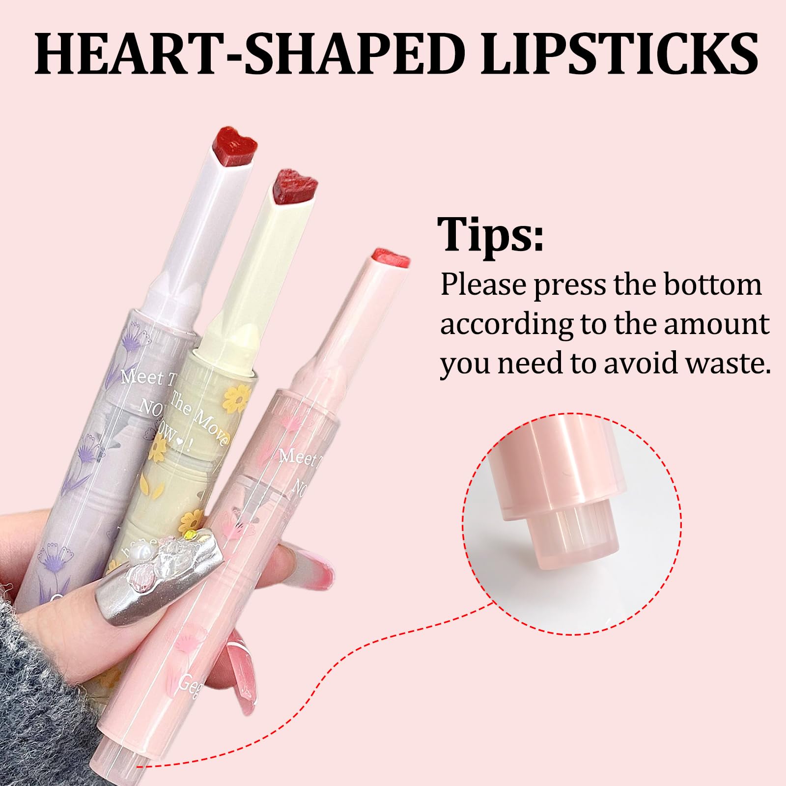 Jutqut Jelly Lipstick, Tinted Lip Gloss Heart Shape Lip Stain, Mirror Moisturizing Lip Glaze, Long Lasting Nourishing Lip Glow Balm, Non-sticky, Vivid Color Glossy Lip Gloss Lip Makeup, 04#05#06