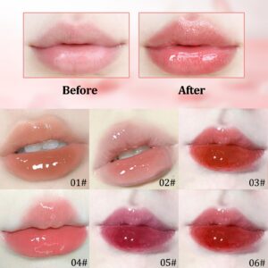 Jutqut Jelly Lipstick, Tinted Lip Gloss Heart Shape Lip Stain, Mirror Moisturizing Lip Glaze, Long Lasting Nourishing Lip Glow Balm, Non-sticky, Vivid Color Glossy Lip Gloss Lip Makeup, 04#05#06