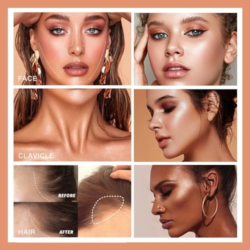 URQT Highly Pigmented Liquid Contour - Built-in Sponge Tip Sculpted Complexion Wand Contour Long Lasting Natural Buildable Highlighters Contour Contouring Bronzer (Contour+Blush+Highlighter)