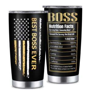 yilowemy boss gifts for men, 20oz insulated tumbler boss day gifts for men, best boss ever gifts for male boss christmas birthday appreciation gifts, boss gifts ideas mug