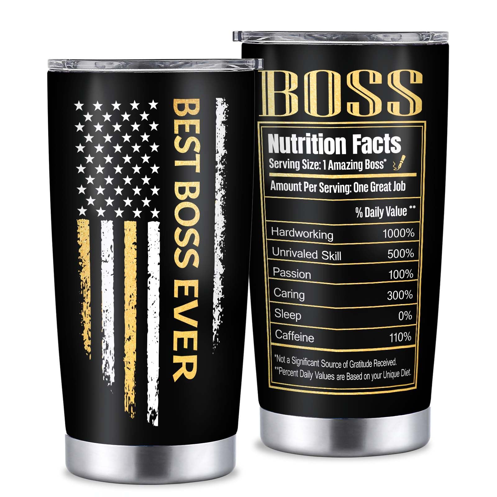 YILOWEMY Boss Gifts for Men, 20oz Insulated Tumbler Boss Day Gifts for Men, Best Boss Ever Gifts for Male Boss Christmas Birthday Appreciation Gifts, Boss Gifts Ideas Mug