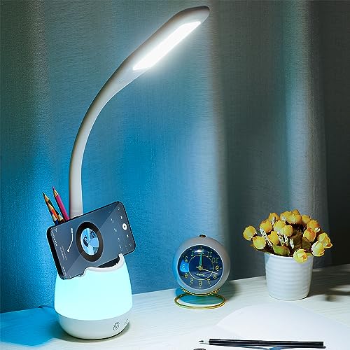 Donewin Rechargeable LED Desk Lamp with Color Changing Light, Pen and Phone Holder - Perfect Study and Reading Lamp for Kids, Teens, and Students - Great Gift for College Dorm Rooms