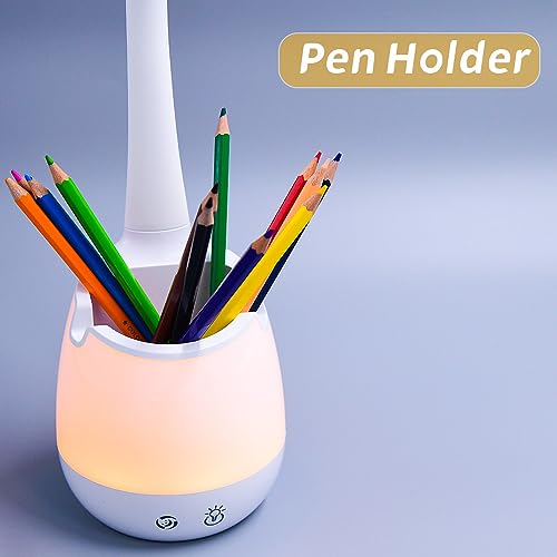 Donewin Rechargeable LED Desk Lamp with Color Changing Light, Pen and Phone Holder - Perfect Study and Reading Lamp for Kids, Teens, and Students - Great Gift for College Dorm Rooms