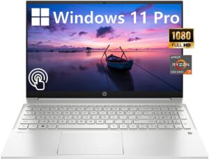 hp pavilion 15.6 inch fhd touchscreen business laptop, amd ryzen 7 5825u, windows 11 pro, 32gb ram, 1tb ssd, backlit keyboard, numeric keypad, long battery life, 32gb usb card, pcm