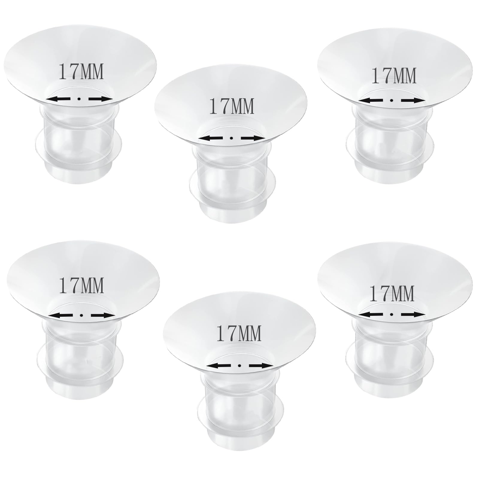 bliblo 6pcs Flange Insert 17mm, Compatible with TSRETE/Bellababy/Lansinoh/momcozy S9/S12/S9pro/S12pro,Wearable Breast Pump Shields/Flanges，Milk Collector 24mm Universal (17mm)