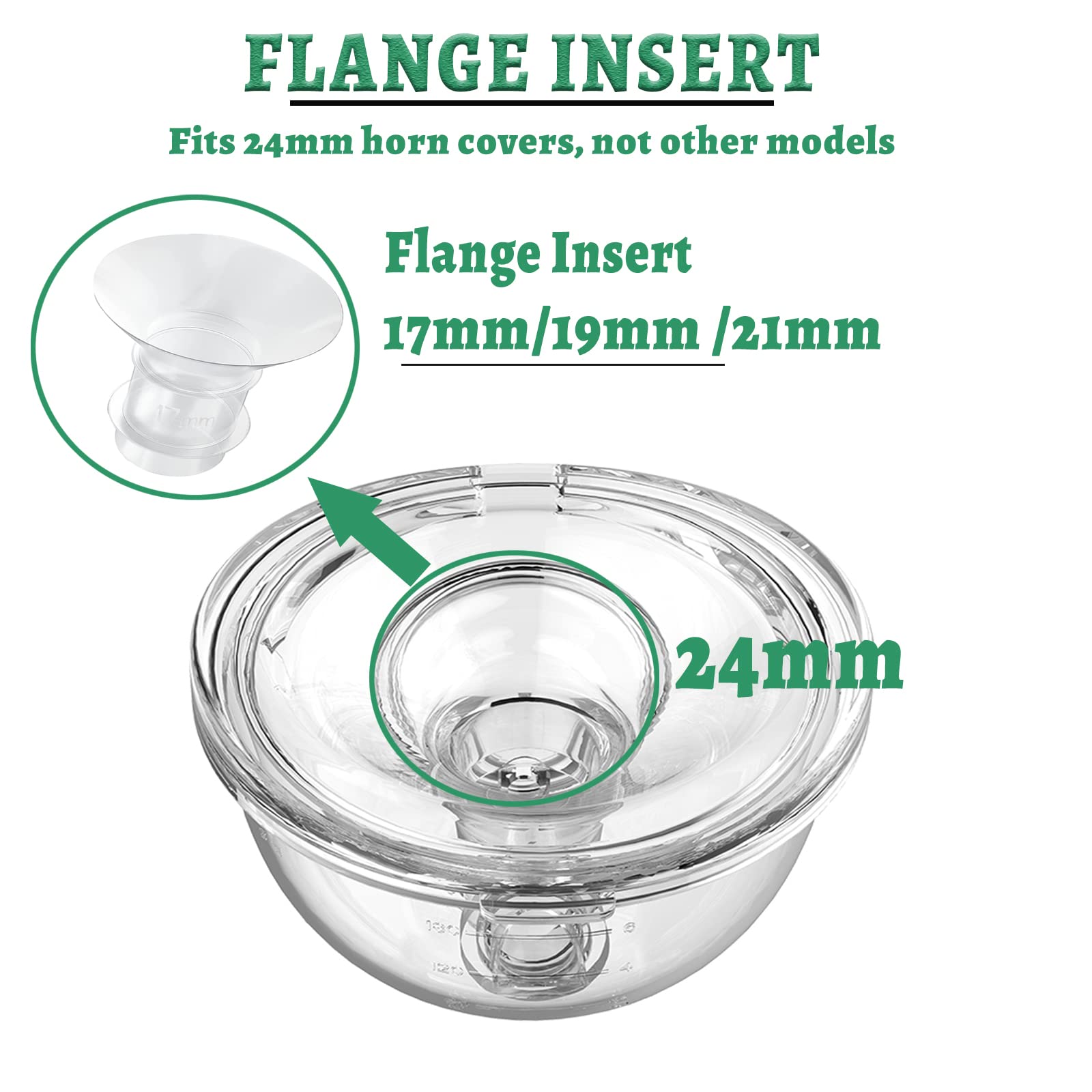 bliblo 6pcs Flange Insert 17mm, Compatible with TSRETE/Bellababy/Lansinoh/momcozy S9/S12/S9pro/S12pro,Wearable Breast Pump Shields/Flanges，Milk Collector 24mm Universal (17mm)