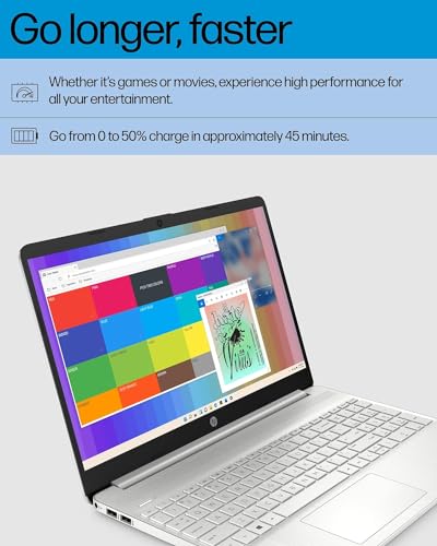 HP 2023 Newest 15.6" Laptop, AMD Ryzen 7 5700U (Beats i7-1265U), 16GB RAM, 512GB SSD, HD Micro-Edge Display, AMD Radeon Graphics, Thin & Portable, Wi-Fi 6, Bluetooth, Windows 11 Home, ‎Natural Silver