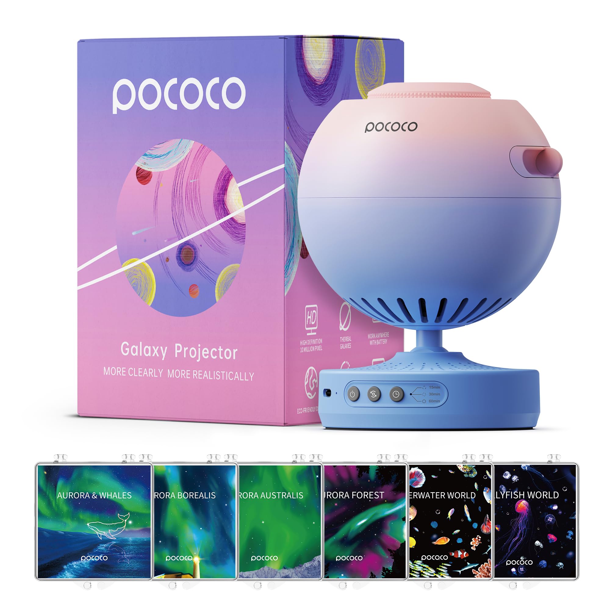 【Limited Time Offer: 16% Off 】POCOCO Galaxy Projector + Aurora and Deep Sea - Discs (6 Pieces)