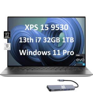 dell xps 15 9530 15.6'' fhd+ (intel 13th gen 14-core i7-13700h (beat i9-12900h), 32gb ddr5 ram, 1tb ssd, arc a370m) business laptop, backlit, fingerprint, thunderbolt 4, wi-fi 6e, platinum silver