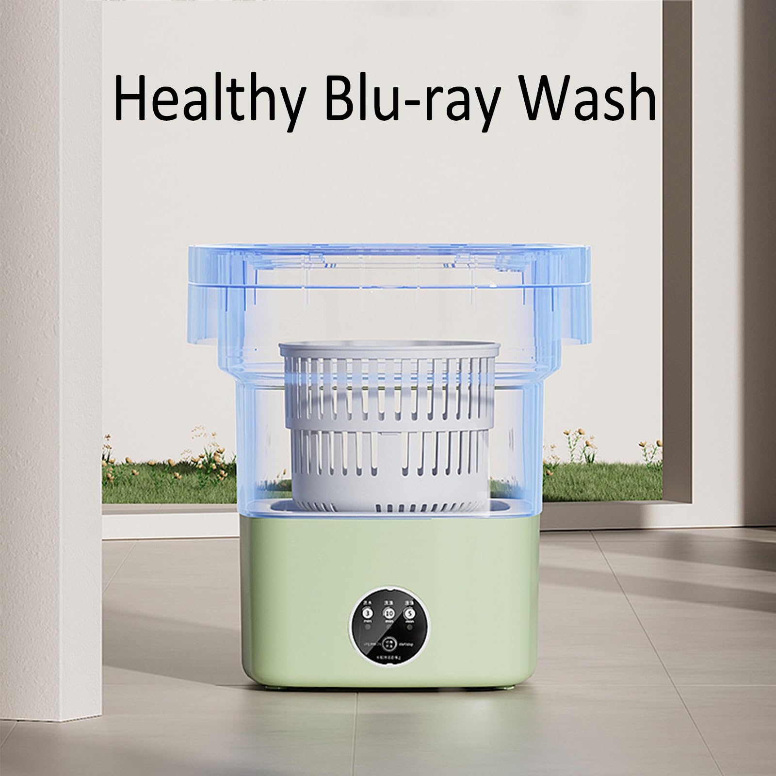 Portable Washing Machine, Mini Washing Machine Foldable, 15l Large Capacity, for Camping, Rv, Travel, Small Spaces, Lightweight and Easy to Carry (Color : Green)