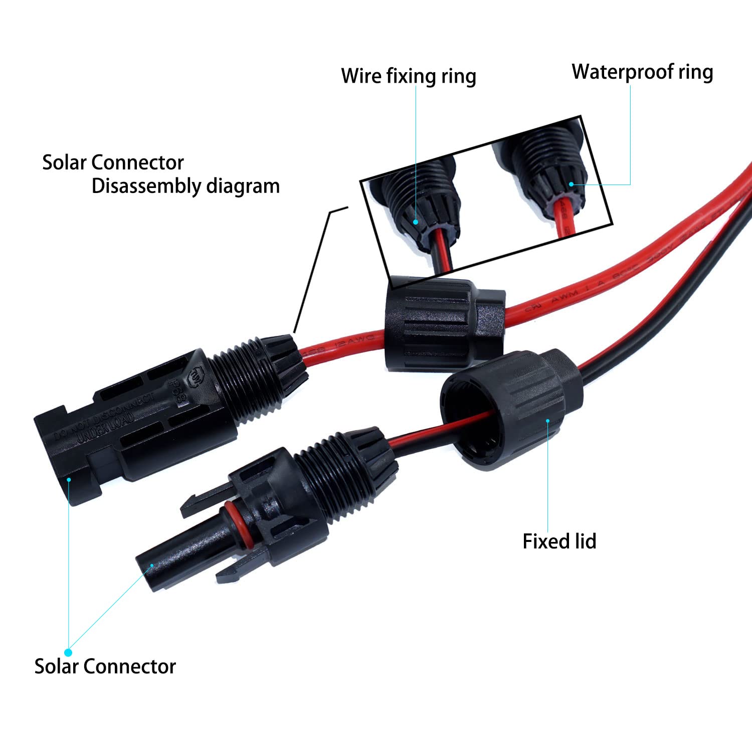 iHaospace Solar to XT60i Charging Cable 10AWG, XT60i to Solar Panel Connector Extension Cable 10FT Compatible for EcoFlow River and Delta 2 Pro Max Bluetti EB55 Anker 757 767 Protable Power Station