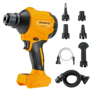 ironfist cordless dust blower for dewalt 20v max battery, brushless motor leaf air duster & vacuuming gun (battery not included)