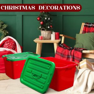 Barydat 6 Pcs Christmas Storage Bins with Lids 30 Qt Stackable Plastic Christmas Storage Totes Containers Latching Lid Christmas Storage Bins Organization Bins for Holiday Decor Daily Use (Red)