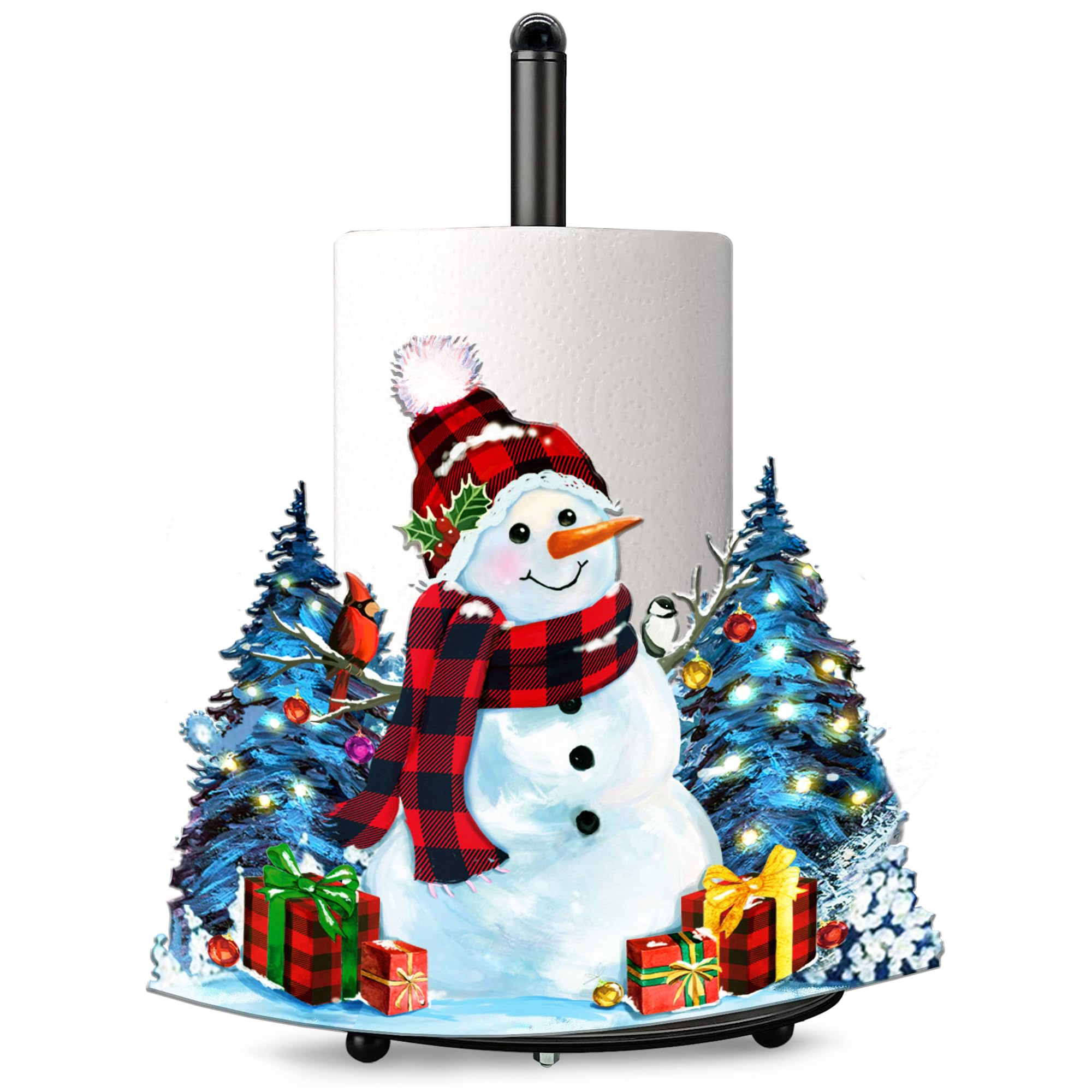 Christmas Paper Towel Holder, Farmhouse Christmas Snowman Decorations for Home Bathroom, Metal Christmas Kitchen Decor Accessories Paper Towel Holder Stand, Large Towel Stand for Countertops Winter