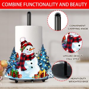 Christmas Paper Towel Holder, Farmhouse Christmas Snowman Decorations for Home Bathroom, Metal Christmas Kitchen Decor Accessories Paper Towel Holder Stand, Large Towel Stand for Countertops Winter