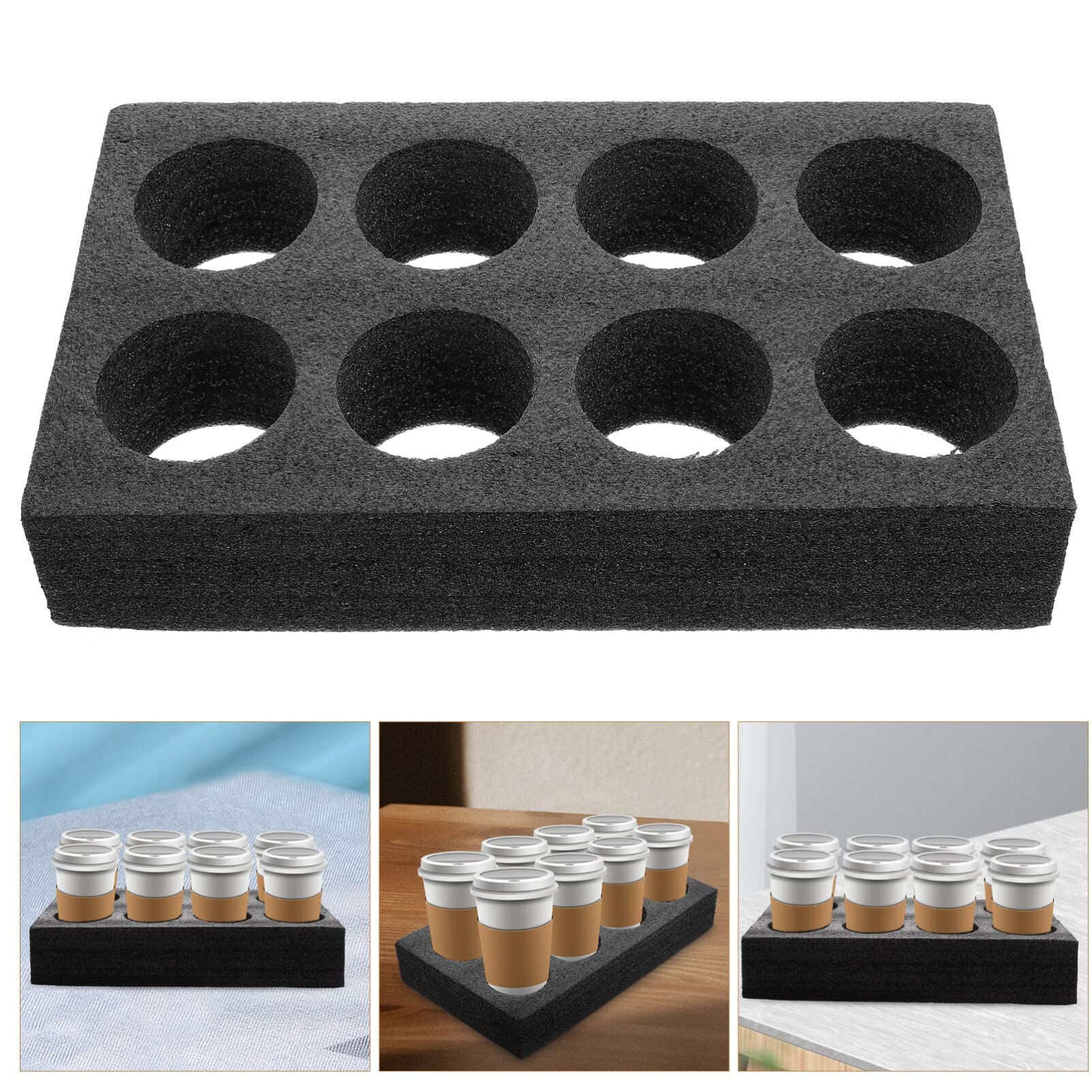 Vaguelly Universal Glass Mount Travel Accessories 8 Holes Takeout Beverage Cup Trays, Hot Cold Drinks Cup Fixing Holders, Foam Coffee Carrier, Packing Tool for Restaurant Terrarium