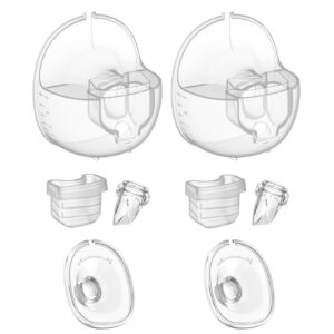 breast pump parts flange shield 24mm duckbill valve silicone diaphragm milk collector cup set overall accessories wearable portable compatible with mommed mumgaroo bioby s18 s21, 2 packs 8 pcs