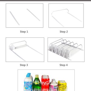 Drink Organizer for Fridge, Soda Can Beverage Dispenser Display Self- Pusher Glide Fridge Organizers - Holds Up to 12 Cans (310mm, White- baffle)